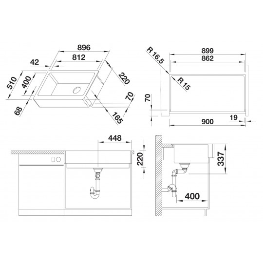 Kuchyňský dřez Blanco Vintera XL 9-UF Černá 526110 | eshop-blanco.cz